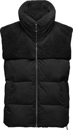 Only Onlwanja Fur Puffer Mix Waistcoat CC OTW Gilet Tampon, Noir, L Femme