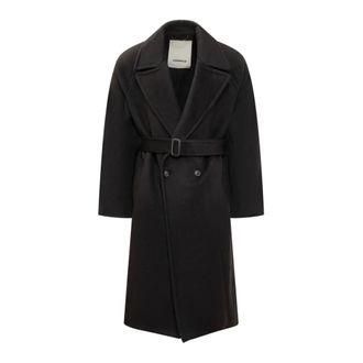 A Paper Kid Homme, Manteaux, Noir, Taille: S Manteau ceintur&eacute; en laine