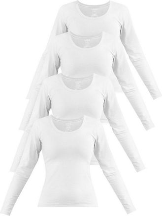 Janice Langarmshirt 4 x Damen Langarmshirt Nimes Figurbetonter Pullover aus Baumwolle