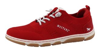 Mustang Jeans Slip-On Sneaker MUSTANG SHOES Sue, Damen, Gr. 36, rot, Lederimitat, Textil, Schuhe, Freizeitschuh, Halbschuh, Slipper mit Logoschriftz&uuml;gen