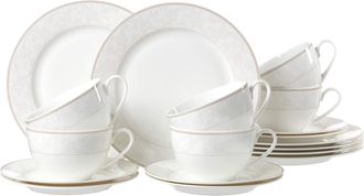 Ritzenhoff & Breker Kaffeeservice Isabella, 18-teilig, Fine-China-Porzellangeschirr, Weiß mit Ornamenten, 37 x 26 x 25 cm