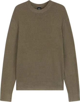 BOSS pull à design côtelé - Marron