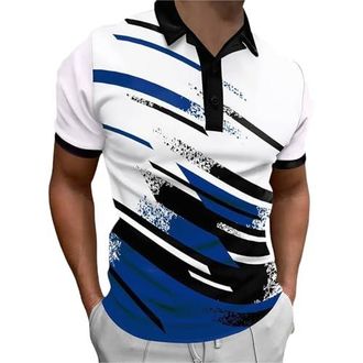 Generic Polos pour hommes &agrave; manches courtes, polos avec fermeture &eacute;clair 1/4 Polo ray&eacute; d&eacute;contract&eacute; &agrave; rayures &agrave; manches courtes avec imprim&eacute; color&eacute; sur le reve