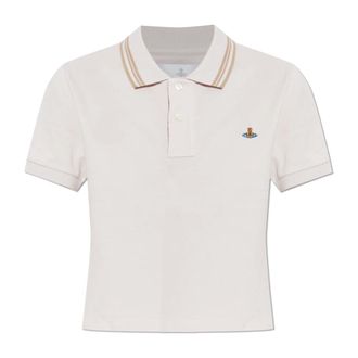 Vivienne Westwood Femme, Tops, Beige, Taille: 38 FR Polo avec &Eacute;cusson Logo