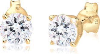 Elli Ohrringe Damen Ohrstecker Klassisch mit Kristallen in 925 Sterling Silber Vergoldet