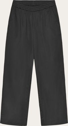 Knowledge Cotton Apparel Damen vegan Hose Posey Wide Satin Black Jet
