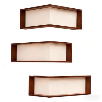 Generic Your Space, 3er-Set Schwebende Eckregale, Wandregal Aus Holz, Beleuchtete Regale F&uuml;r Figuren Und Sammlerst&uuml;cke, Ausstellungsst&auml;nder F&uuml;r Ornamente