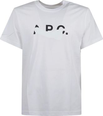 A.P.C. A.p.c., Homme, Tops, Blanc, Taille: M Logo T-shirt