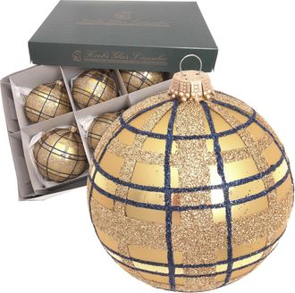 Krebs Glas Lauscha Weihnachtsdekoration/Christbaumschmuck aus Glas - Schottische Weihnachten - Farbe: Gold - Menge: 6 St&uuml;ck - Gr&ouml;&szlig;e: ca. 8 cm