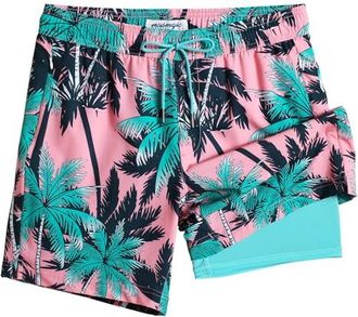 Maamgic Homme Short de Bain 2 en 1 à séchage Rapide avec Doublure | Séchage Rapide Short de Natation décontracté Boardshorts avec Pantalon intérieur et Poche,
