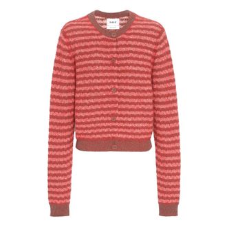 Barrie Leichter Cardigan aus Kaschmir mit Streifen - - Knitwear - Damen - Rot - M