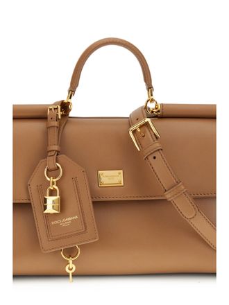 Dolce & Gabbana Womens Leather Handbag My Sicily Caramel Calf Shoulder Bags