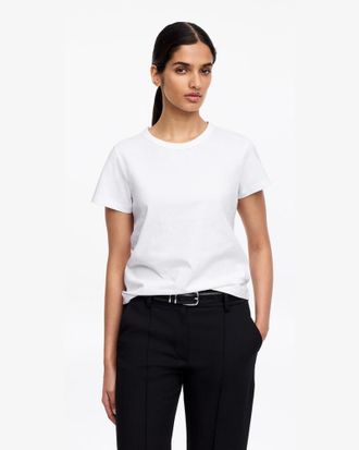 Arket Elegantes Baumwoll-T-Shirt -Wei&szlig;
