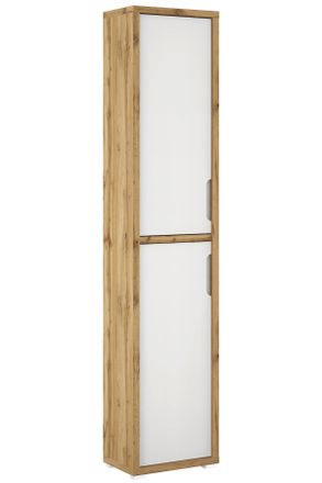 Xora Mehrzweckschrank, Eiche, Wei&szlig; Hochglanz, Holzwerkstoff, 5 F&auml;cher, 44x218x36 cm, stehend, Waschk&uuml;che, Mehrzweckschr&auml;nke