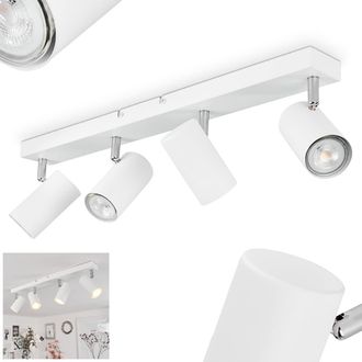 HOFSTEIN Deckenleuchte Javel, moderne Deckenlampe aus Metall in Weiß/Chrom, moderne Leuchte mit verstellbaren Strahlern und Leuchtenarmen, 4-flammig, 4 x GU10,