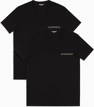 Emporio Armani 2-Pack V Neck T-Shirt, Noir/Noir, M Homme