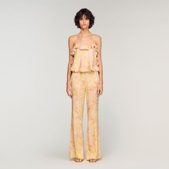 Sandro Pantalon fluide &agrave; imprim&eacute; fleur