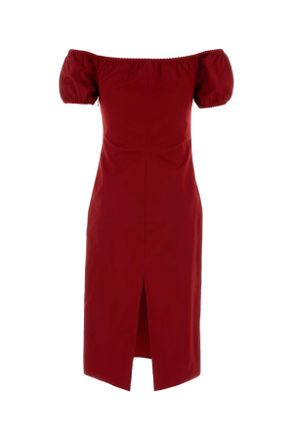 Miu Miu Womens Red Poplin Dress Rosso Exterior: Cotton Abiti