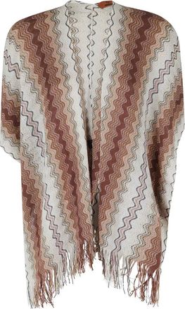 Missoni Femme, Vestes, Multicolore, Taille: ONE Size Poncho Zigzag en m&eacute;lange de laine