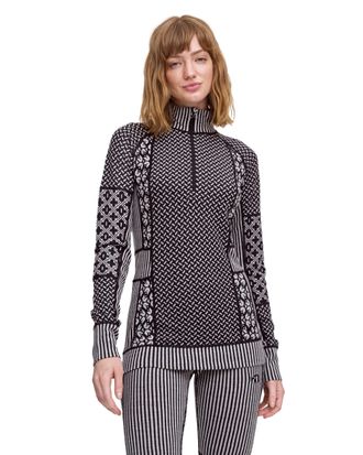 Kari Traa W Smekker Half-zip Schwarz, Damen Merino Kurzarm-Shirt und Tops, Gr&ouml;&szlig;e L - Farbe Black