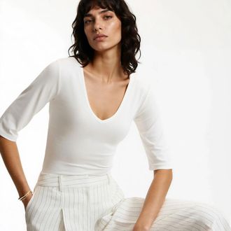 La Redoute Collections T-shirt Col V Manches Courtes