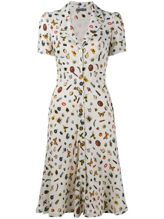 Alexander McQueen robe-chemise imprim&eacute;e - Jaune