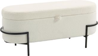 HOMCOM Sitzbank mit Stauraum Sitztruhe mit hochklappbarem Deckel, Fleece-Optik, Polsterbank Truhenbank mit Stahlbeine, Bettbank f&uuml;r Wohnzimmer, Schlafzimmer,