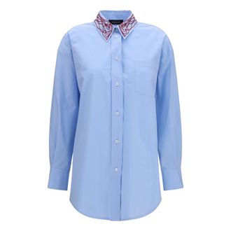 Fabiana Filippi Boyfriend Poplin Hemd mit verziertem Kragen - - Blouses & Shirts - Damen - Blau - S