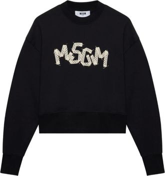 Msgm Msgm, Femme, Sweatshirts et sweats &agrave; capuche, Noir, Taille: 38 FR SweaT-shirt Brod&eacute;