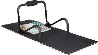Relaxdays 96 Bodenschutzmatten 30x30cm, 8,6m², erweiterbar, stoßdämpfende Schutz Unterlagen für Fitnessgeräte, Stärke 1cm, schwarz