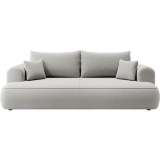 Selsey Selsey - Dreisitzer-Schlafsofa Ovo mit Beh&auml;lter aus grauem Velours und pflegeleichtem Stoff