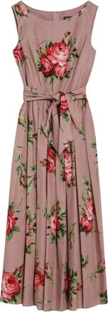 Dolce & Gabbana Femme, Robes, Multicolore, Taille: 38 FR Robe en coton &agrave; imprim&eacute; bouquet de roses