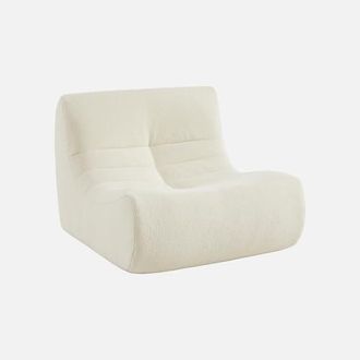Sweeek Fauteuil chauffeuse en Bouclette texturée Blanc Style Contemporain 1 Place