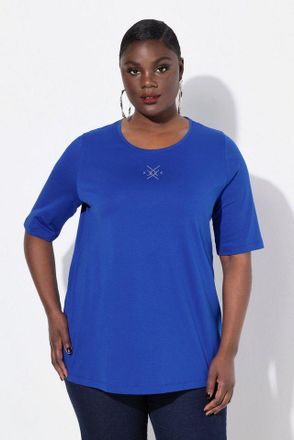 Ulla Popken T-Shirt Pima Cotton Shirt Ziersteine A-Linie Rundhals