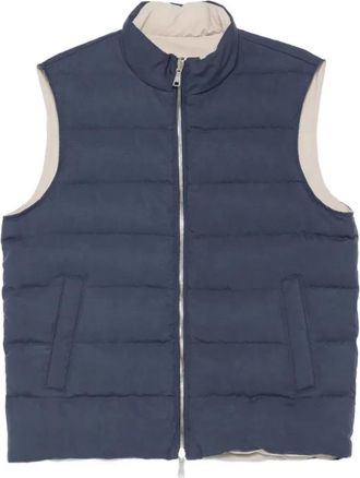 Eleventy Homme, Vestes, Bleu, Taille: 3XL Gilet en lyocell et lin