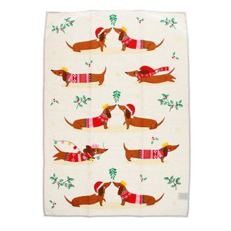 Rex London Geschirrtuch Sausage Dog - Dackel festlich Weihnachtsdackel Baumwolle 70x50 cm