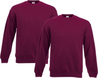 Fruit Of The Loom 2er Herren Sweatshirt Classic Set In Sweat M L XL XXL 3XL 4XL 5XL| Oeko-Tex Zertifiziert |Verschiedene Farbsets & HLKauf-Block(2X Burgund & 1x HLKauf-