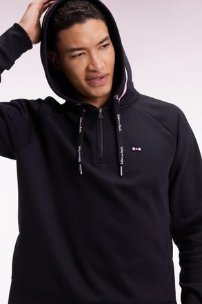 Eden Park Sweatshirt &Agrave; Capuche En Molleton Coton M&eacute;lang&eacute; Noir Coupe Relaxed