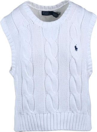 Polo Ralph Lauren Femme, Pulls, Blanc, Taille: 44 FR Gilet en Tricot &agrave; Col Rond