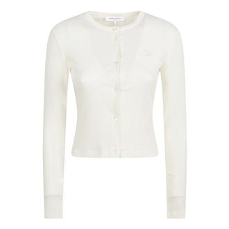 Maison Kitsun&eacute; Baby Fox Rippstrick-Cardigan - - Knitwear - Damen - Wei&szlig; - L