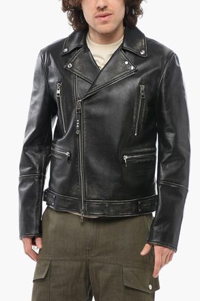 Alexander McQueen Leder-Bikerjacke mit Vintage-Effekt Alexander McQueen