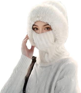 Generic Robe dhiver Femme, Bonnet, &eacute;charpe Chaude tricot&eacute;e pour lautomne et lhiver, Ensemble am&eacute;lior&eacute; Blanc, Taille Unique