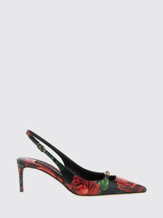 Dolce & Gabbana DG-Logo Slingback-Pumps aus Kalbsleder mit Blumenprint