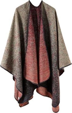 Generic Poncho Femme Hiver Chaud Chale Femme Hiver Chaud Cape Femme Effet enveloppant Ch&acirc;le Imprim&eacute; Doux Cardigan Double &Eacute;paisseur Tr&egrave;s