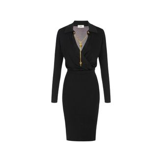 Elisabetta Franchi Chain-detail Wrap-front Midi Dress