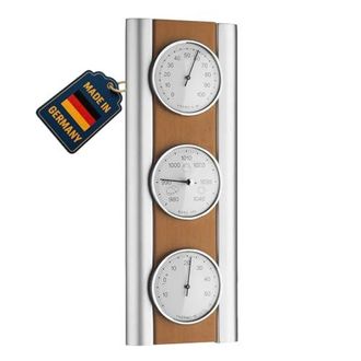 TFA Dostmann Analoge Wetterstation, aus Buche, Barometer, Thermometer, Hygrometer, Raumtemperaturkontrolle, L 128 x B 40 x H 350 mm