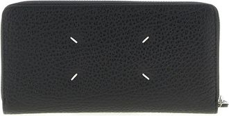 Maison Margiela unisex, Accessoires, Noir, Taille: ONE Size Portefeuille Zipp&eacute; Quatre Points de Couture