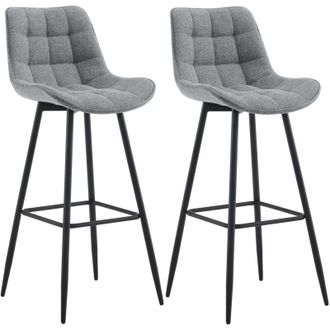 Clp Lot de 2 tabourets de bar Dartford Gris Tissu