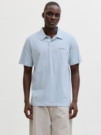 Jack & Jones Poloshirt JACK & JONES JJBRANDON POLO SS, Herren, Gr. XS, celestial blau, Jersey, Obermaterial: 100% Baumwolle, bedruckt, regular fit, Shirts