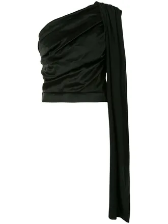Mat&eacute;riel blouse asym&eacute;trique drap&eacute;e - Noir